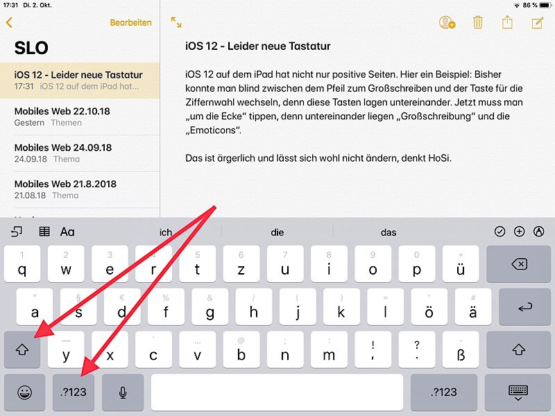 iOS 12 – Leider neue Tastatur – tests