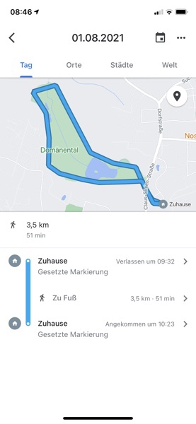 Google Maps – Tracking über Zeitachse – tests